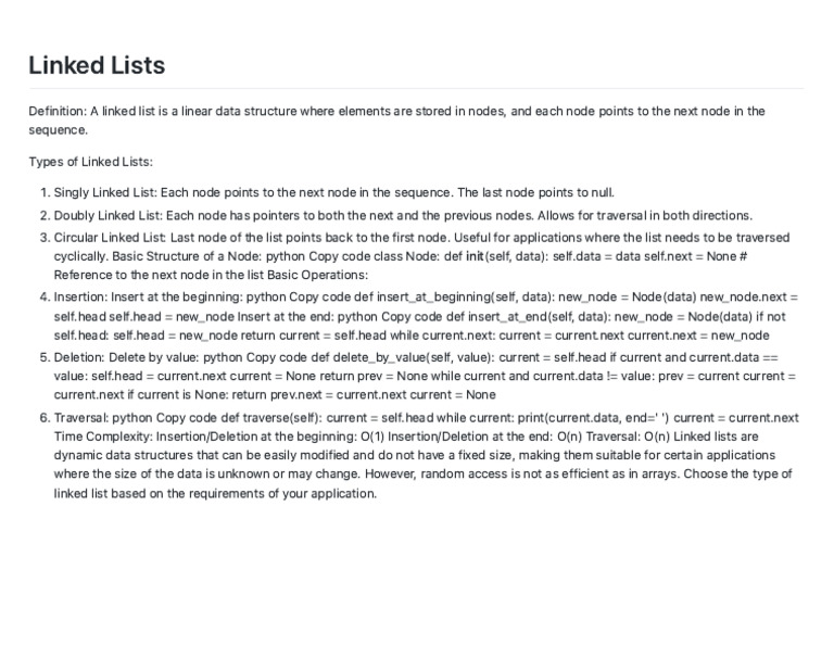 Linked Lists | PDF Linked Lists | PDF