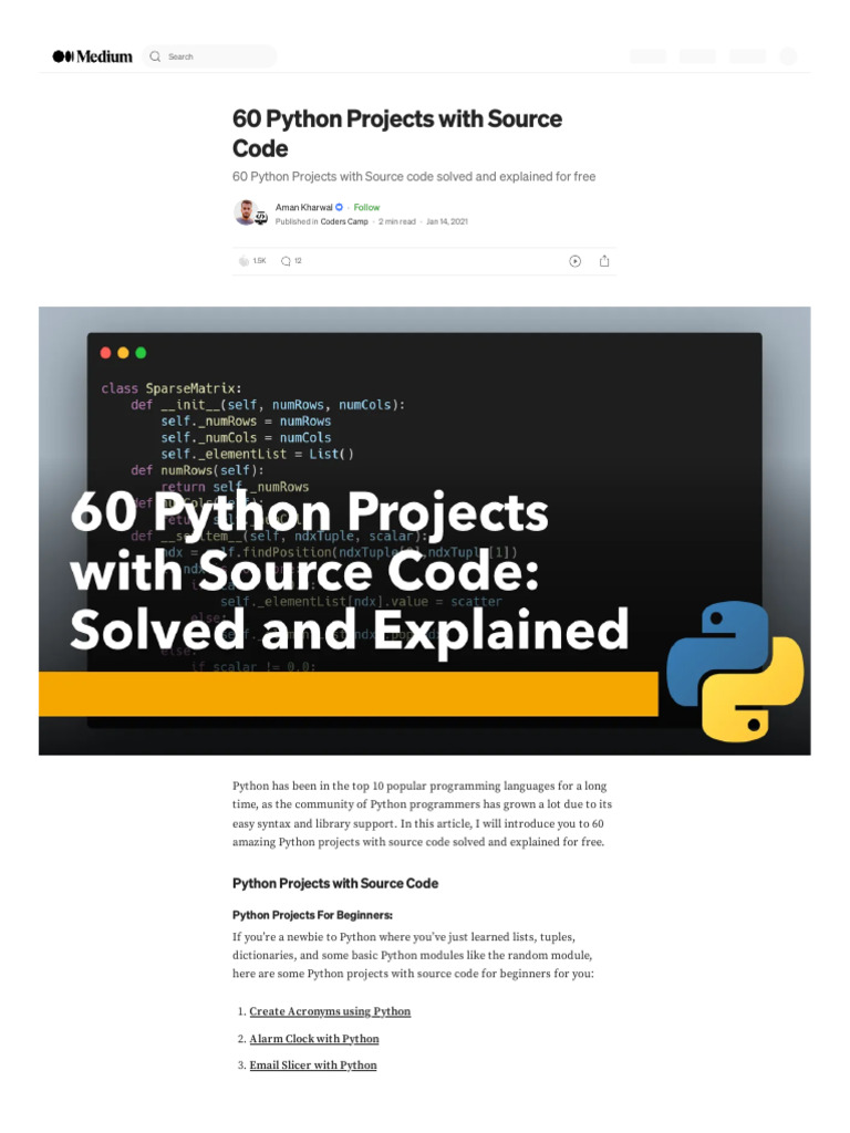 60 Python Project With Code | PDF | Python (Programming Language) | Programmer