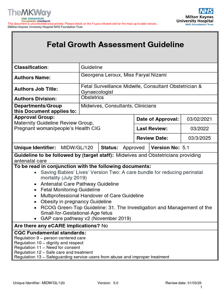 Fetal Growth Assessment Guidelines | PDF | Pregnancy | Childbirth