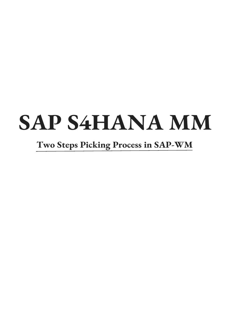 SAP-WM Two-Step Picking Guide | PDF | Warehouse | Logistics