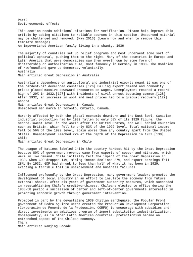 Global Impact of the Great Depression | PDF | Cost Of Living | Great ...