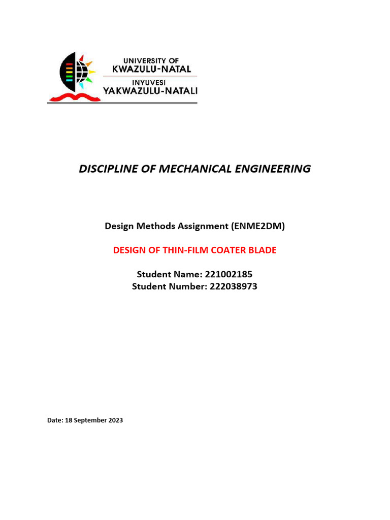 Design of Thin-Film Blade Coater | PDF | Torque | Bearing (Mechanical)