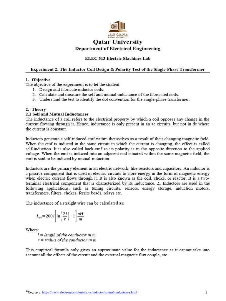 ELEC313 Lab#2 | PDF | Inductor | Inductance