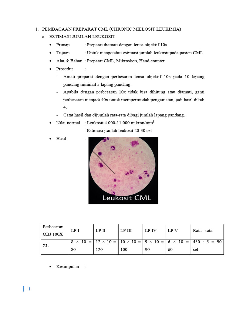 Pembacaan Preparat CML (Chronic Mielosit Leukimia) | PDF | Sains ...