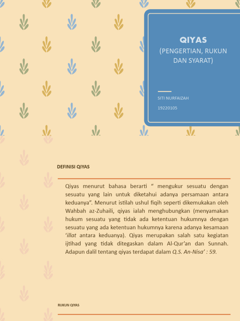 Pengertian dan Syarat Qiyas dalam Ushul Fiqih | PDF