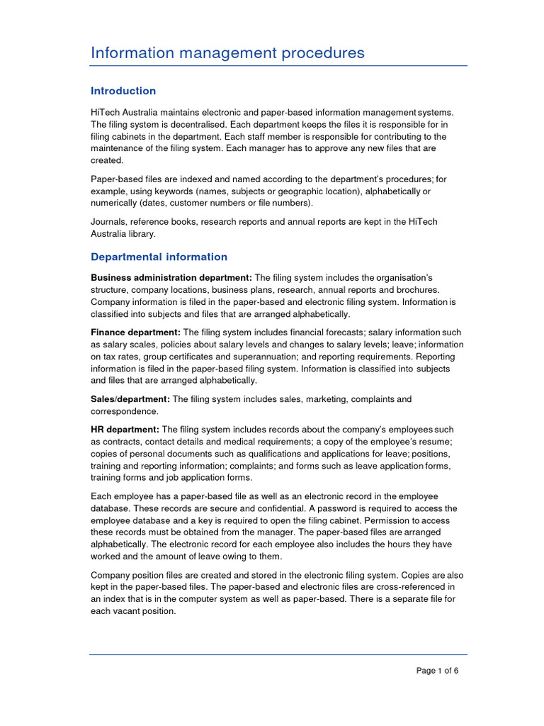 Attachment 8-Information Management Procedures | PDF | Computer File | Computer Data Storage