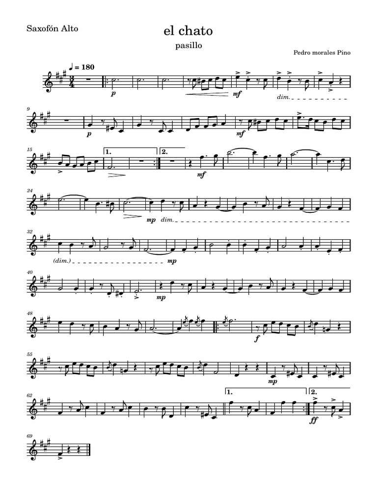 El Chanto-Saxofón Alto-Saxofón Alto | PDF