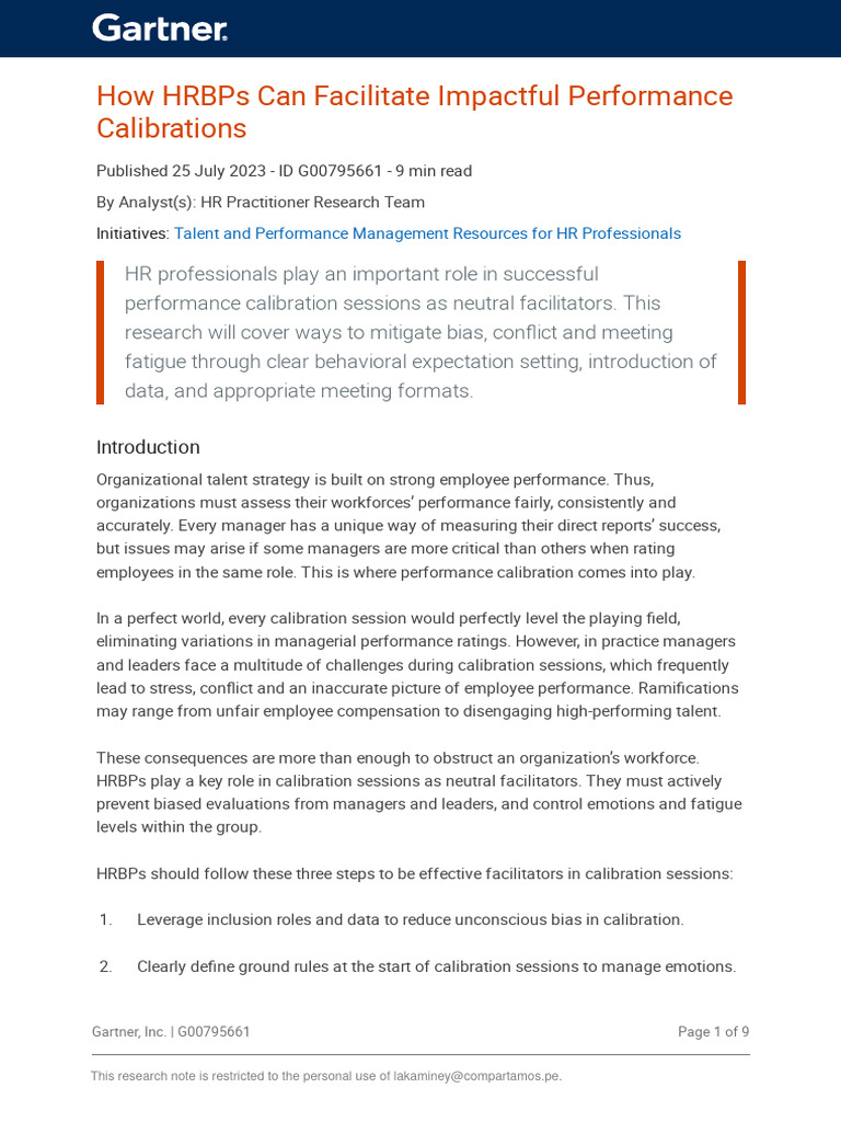 HRBP Guide to Effective Performance Calibration | PDF | Bias | Calibration