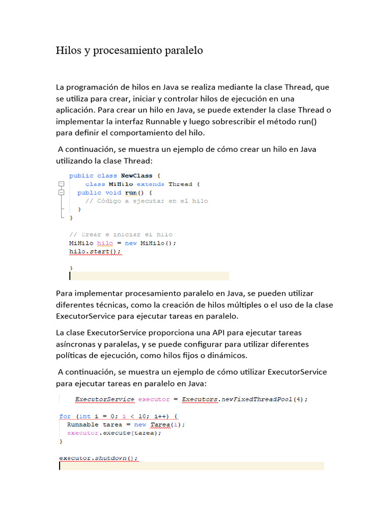 Hilos y Procesamiento Paralelo | PDF