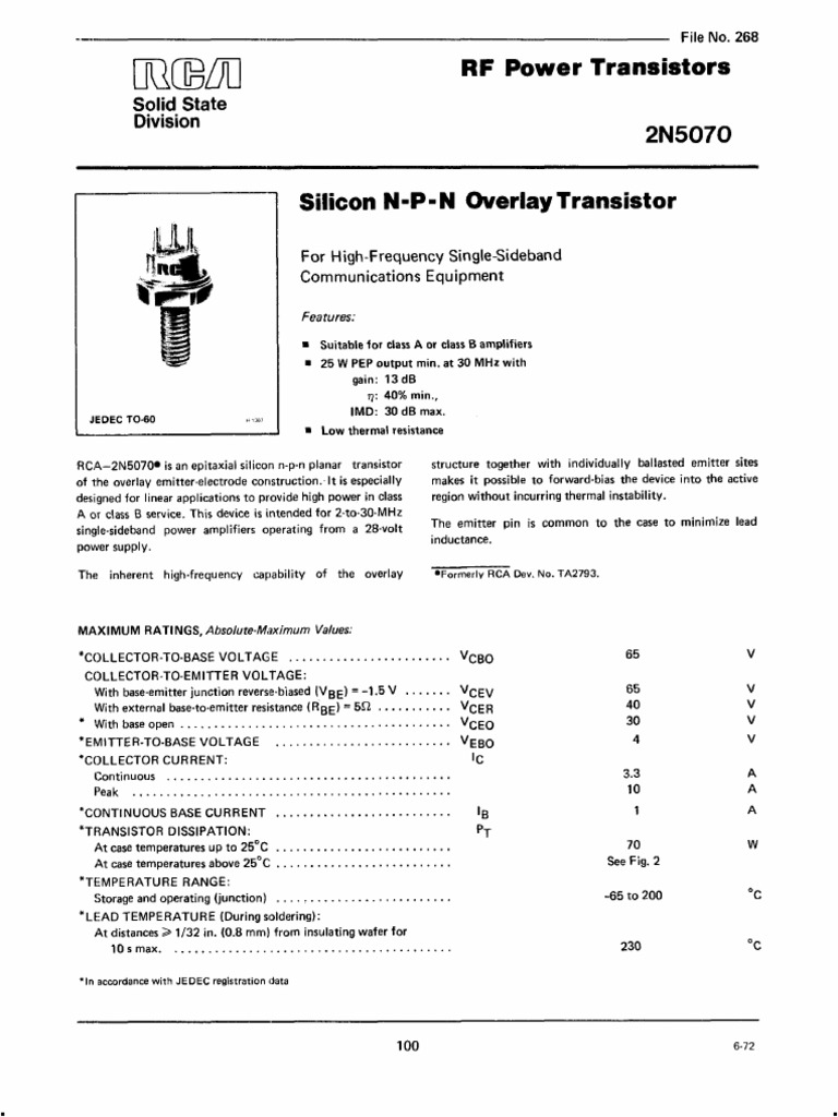2n5070 RCA | PDF