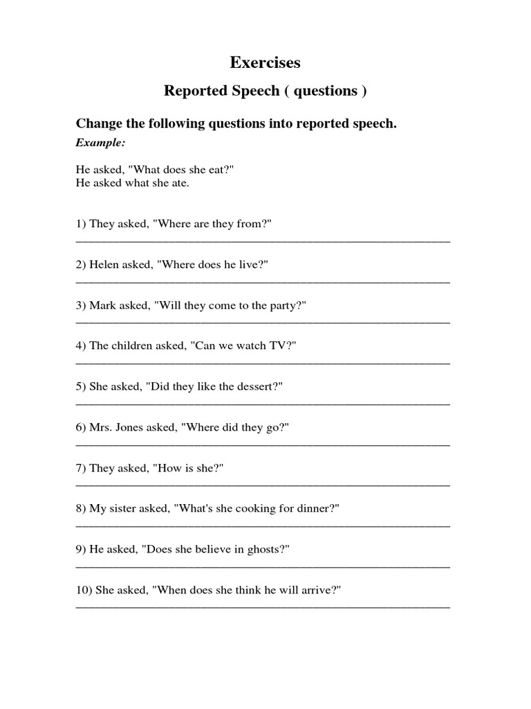 Lesson - 06 - 6 - Exercise (Reported Speech - Questions) | PDF