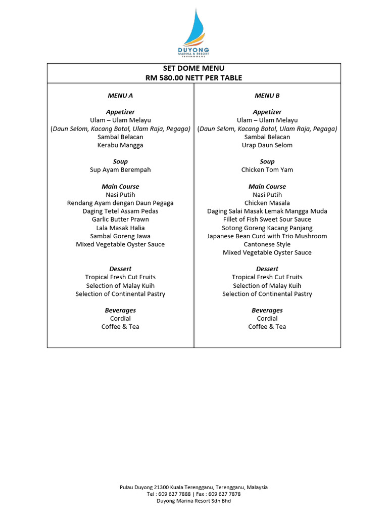 Dome Set Menu (Rm580 - rm680) | PDF | Hors D'oeuvre | Desserts