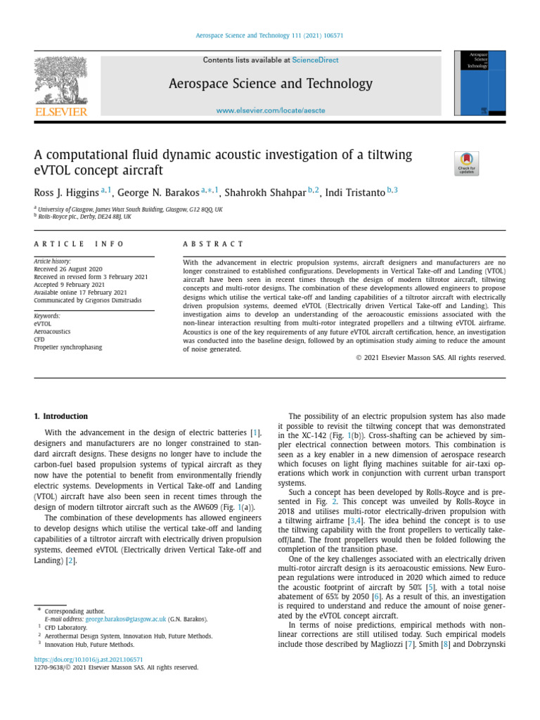 Tiltwing eVTOL Aeroacoustic CFD Study | PDF | Computational Fluid Dynamics | Aircraft