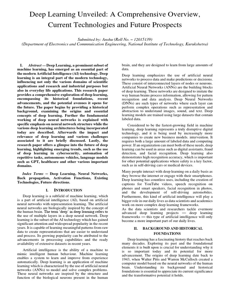 Deep Learning Unveiled: A Comprehensive Overview, Current Technologies and Future Prospects ...