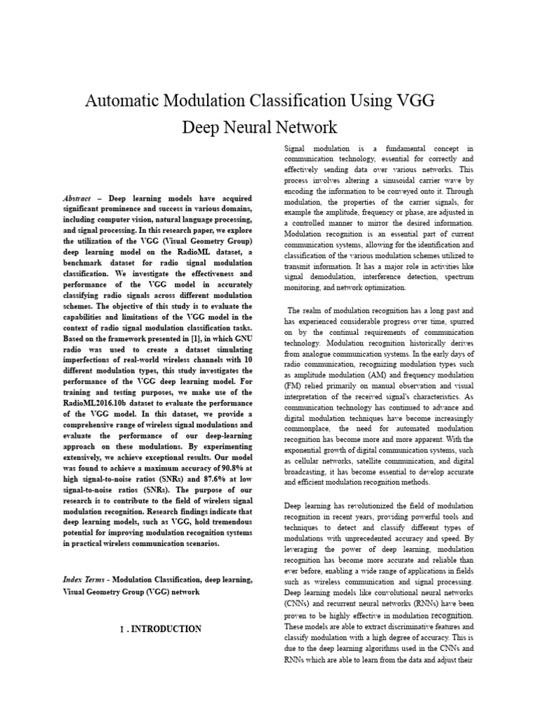 VGG Model for Modulation Classification | PDF | Deep Learning ...