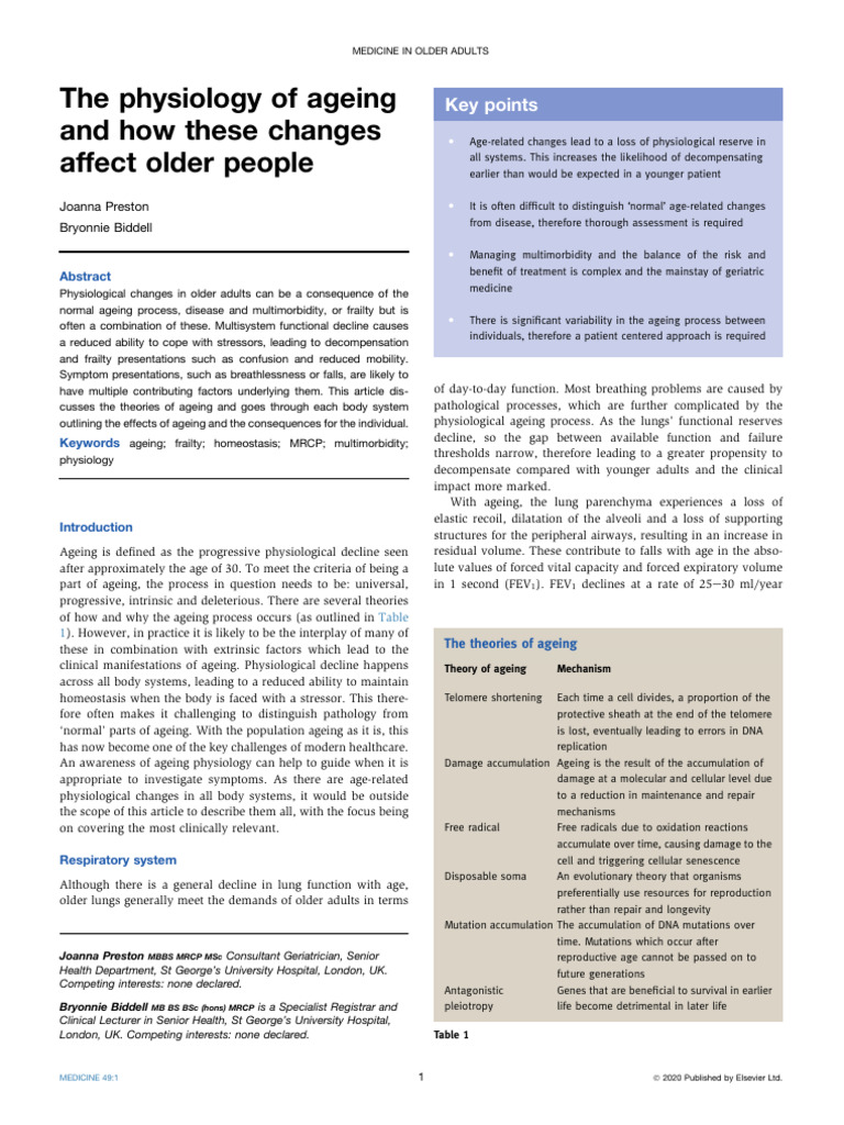 Ageing Physiology and Its Impact | PDF | Blood Pressure | Organ (Anatomy)
