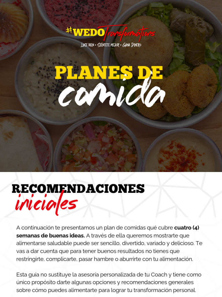 Plan de Comidas Reto Oct | PDF | Almuerzo | Tortita