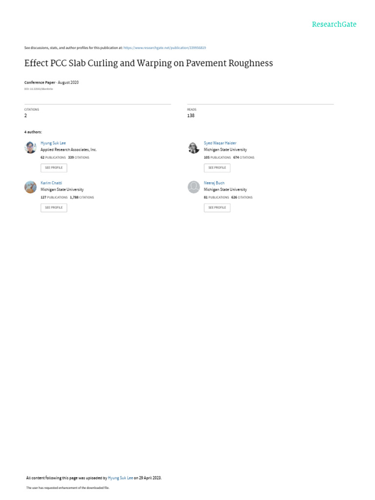 Paper - ICCP 2020 Effect of Curling and Warping On IRI | PDF | Surface Roughness | Regression ...