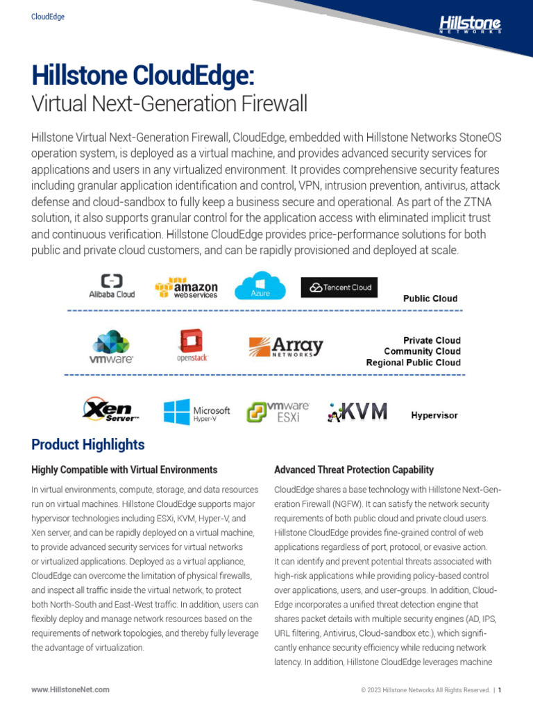 Hillstone VFW CloudEdge V5.5R10 EN | PDF | Transport Layer Security | Proxy Server