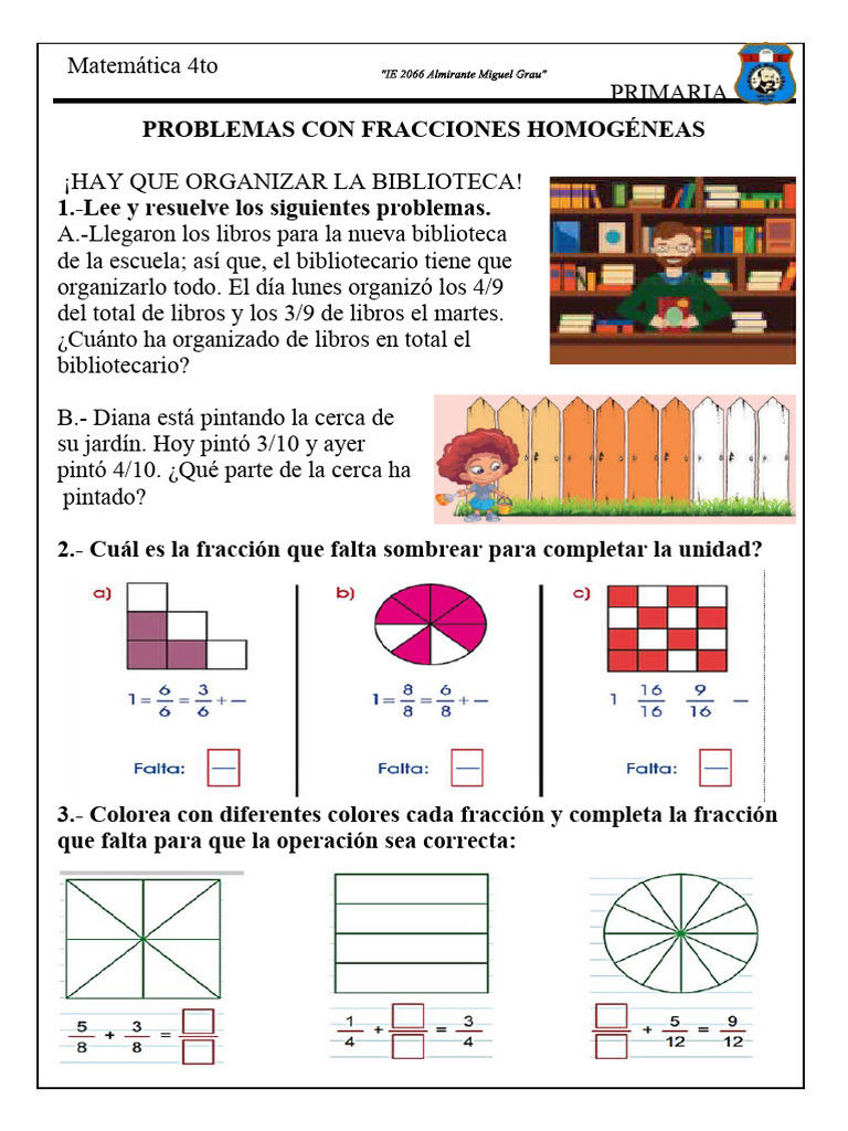 FICHA 07-07-23 Problemas Con Fracciones Homogéneas | PDF