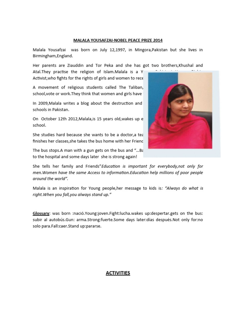 Malala 2° Año | PDF | Malala Yousafzai