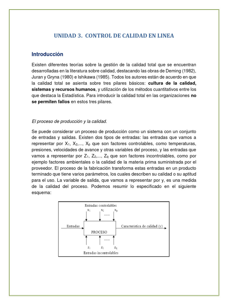 Control de Calidad en Línea y Variabilidad | PDF | Calidad (comercial ...