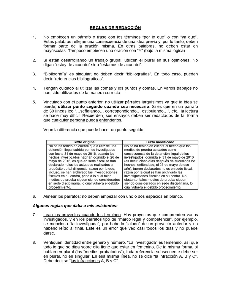 Reglas de Redacción | PDF