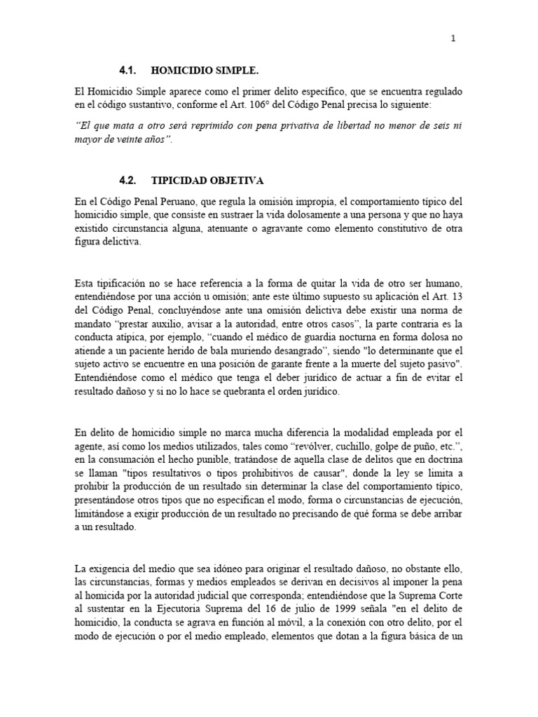 Homicidio Simple | PDF | Homicidio | Derecho penal
