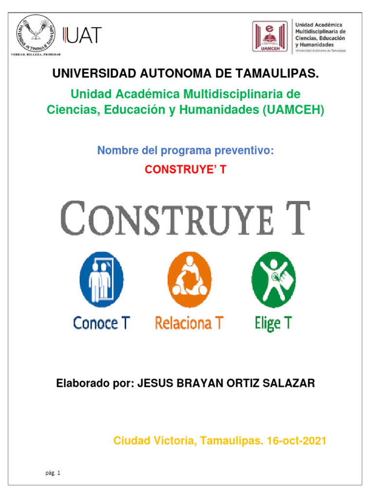 Programa Construye T PROYECTO | PDF | Aprendizaje | Programa de las ...