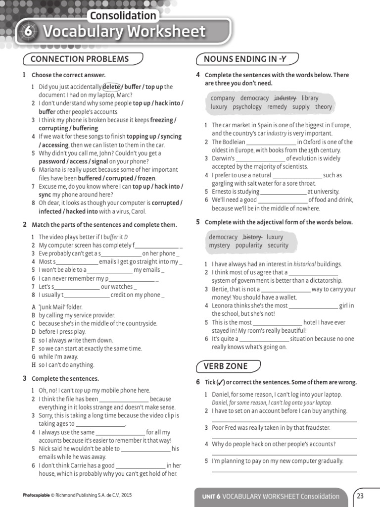 Achievers B2 Vocabulary Worksheet Consolidation Unit 6 | PDF Achievers B2 Vocabulary Worksheet Consolidation Unit 6 | PDF