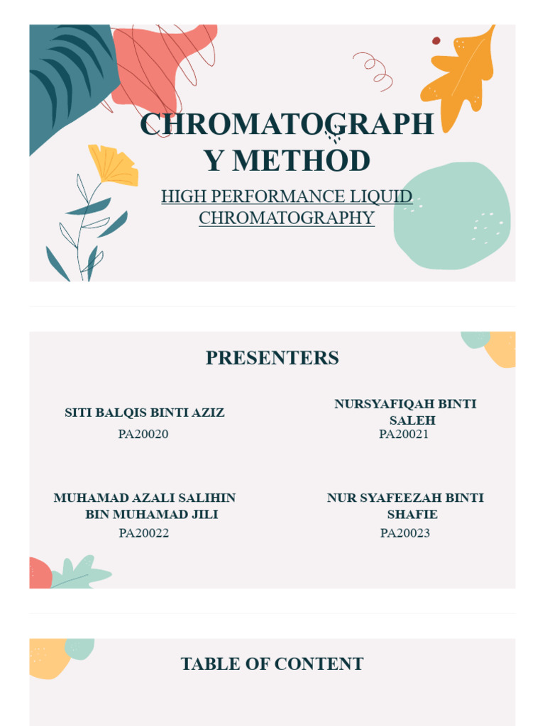 GROUP 10 HPLC Presentation | PDF | High Performance Liquid Chromatography | Chromatography