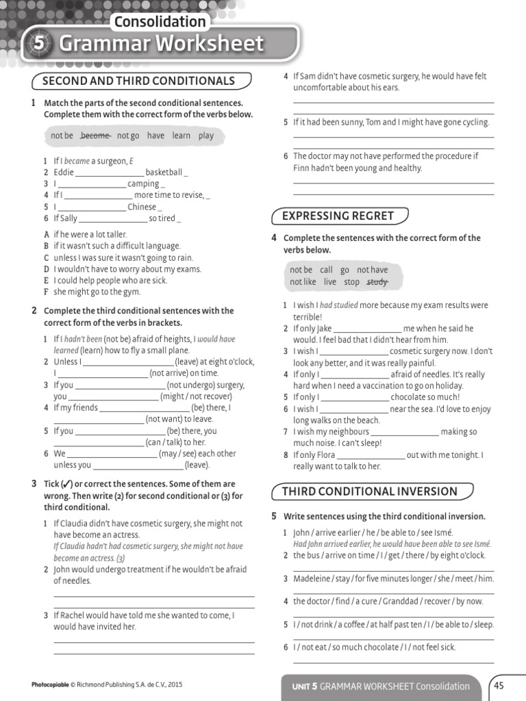 Achievers B2 Grammar Worksheet Consolidation Unit 5 | PDF | Linguistics