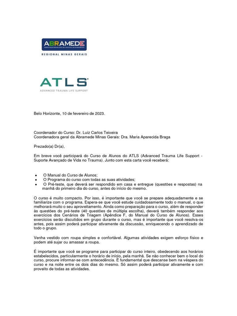 Carta ATLS 2023 | PDF