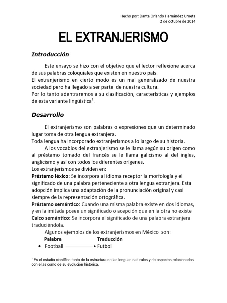 Extranjerismos en el lenguaje mexicano | PDF | Palabra | Traducciones