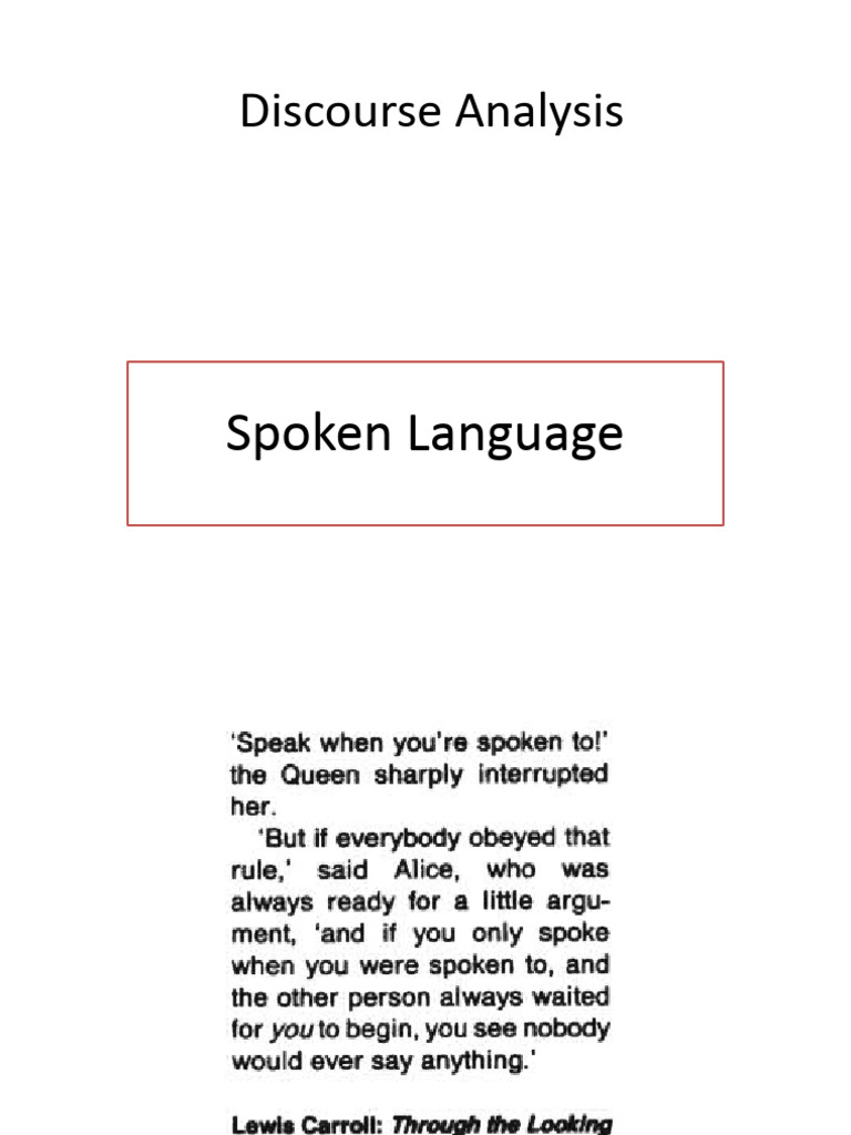 Discourse Analysis-Spoken Language | PDF | Cognitive Science | Linguistics