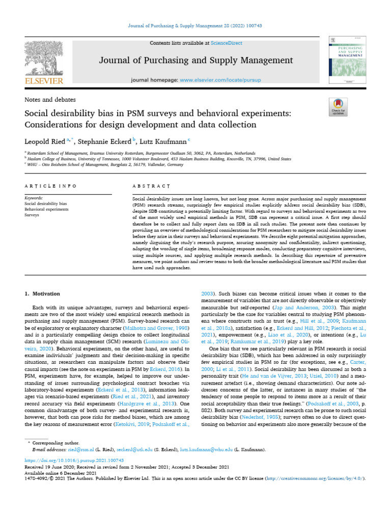 Social Desirability Bias in PSM Surveys and Behavioral Experiments ...