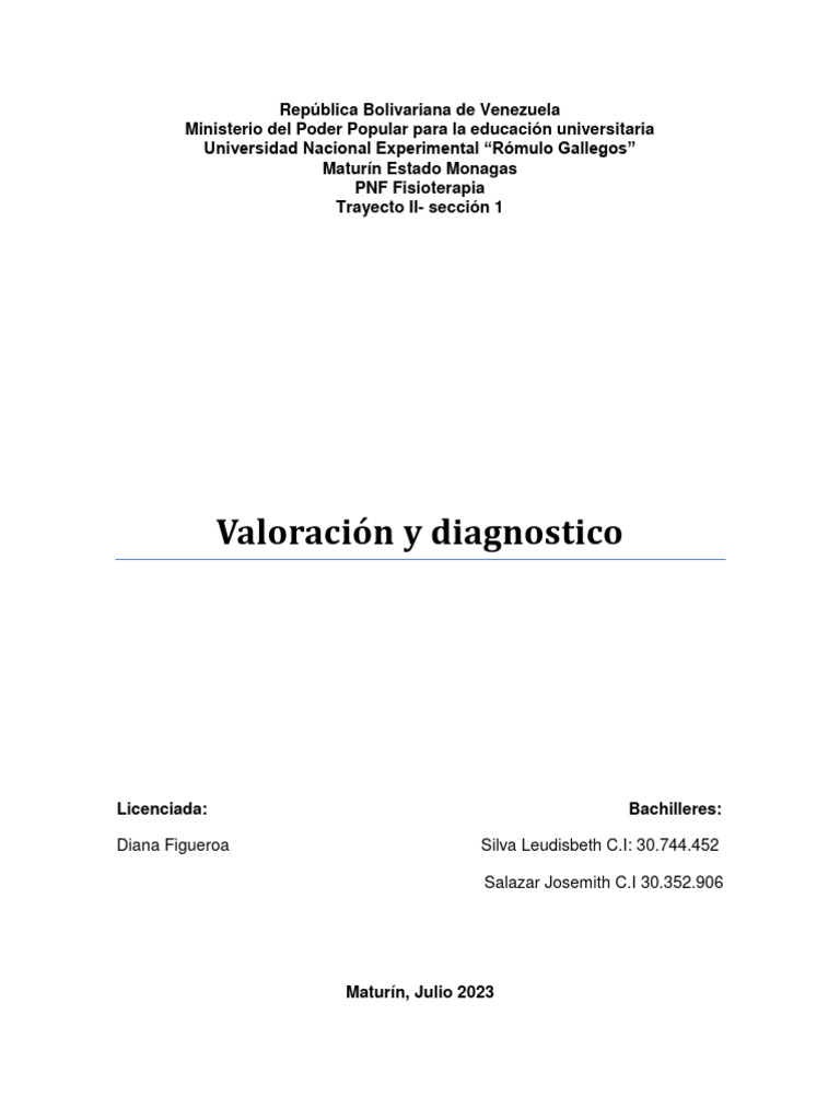 Valoracion y Diagnostico | PDF | Hombro | Examen físico
