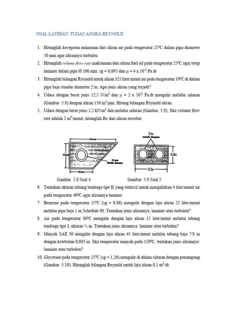 Soal Latihan Bilangan Reynold | PDF