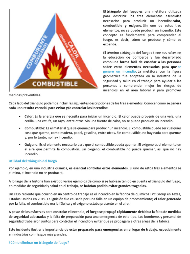 Triangulo de Inflamabilidad y Fash Point | PDF | Combustión | Combustibles