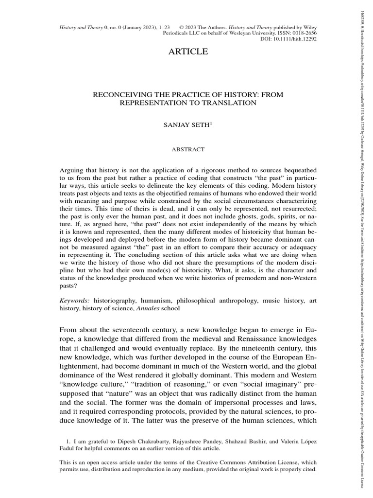 Reconceiving The Practice of History - From Representation To ...
