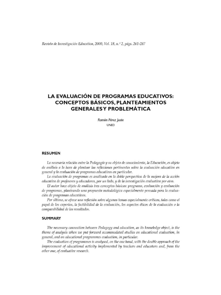 La Evaluación de Programas Educativos | PDF