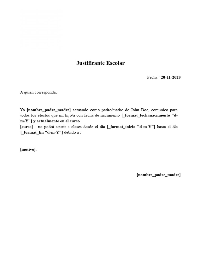 Justificante Escolar | PDF