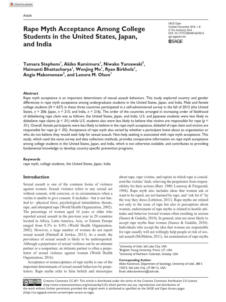 Rape Myth Acceptance | PDF | Rape | Crime & Violence