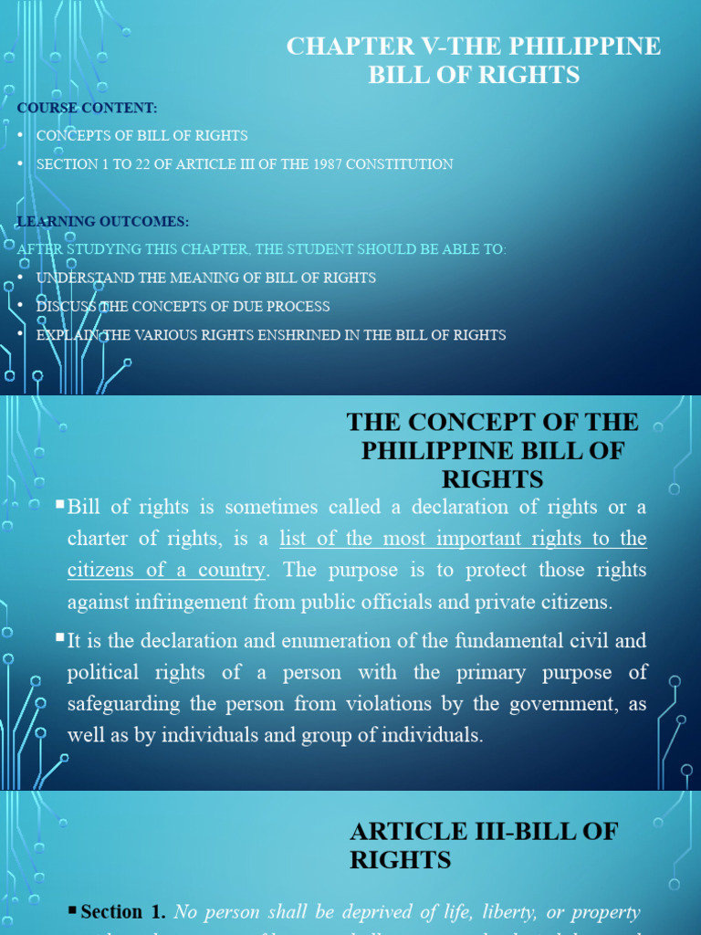 Chapter V The Philippine Bill of Rights | PDF | Bail | Search Warrant Chapter V The Philippine Bill of Rights | PDF | Bail | Search Warrant