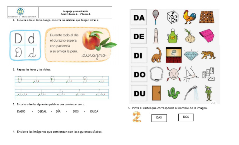 Guia Cuaderno Registro Letra D | PDF