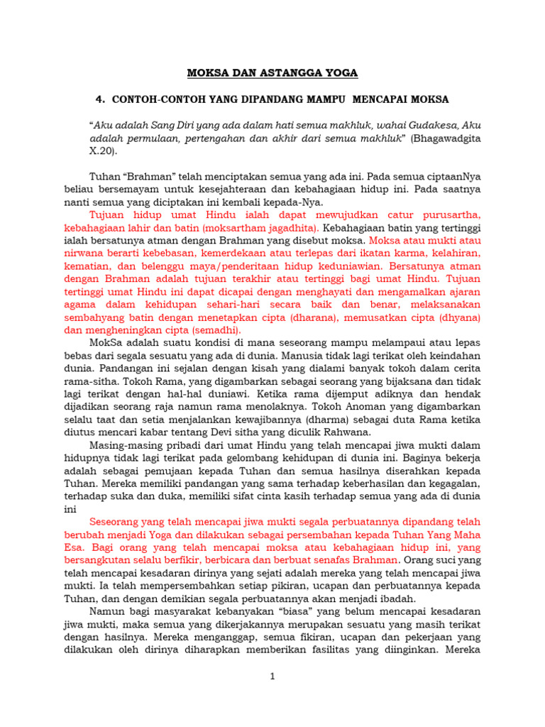 Moksa Dan Astangga Yoga (Contoh-Contoh) | PDF