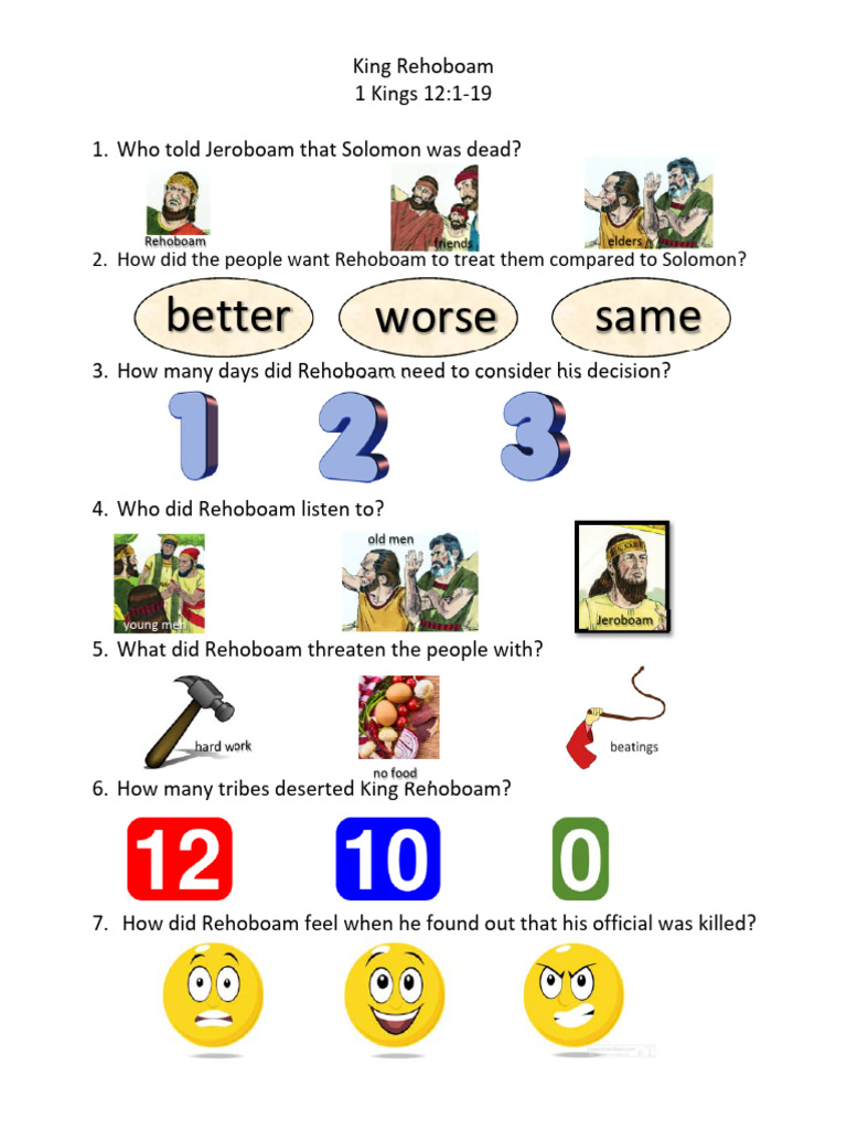 King Rehoboam Worksheet #Biblefun | PDF