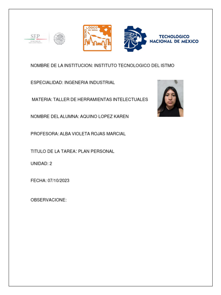 PlAN PERSONAL... | PDF | Importar