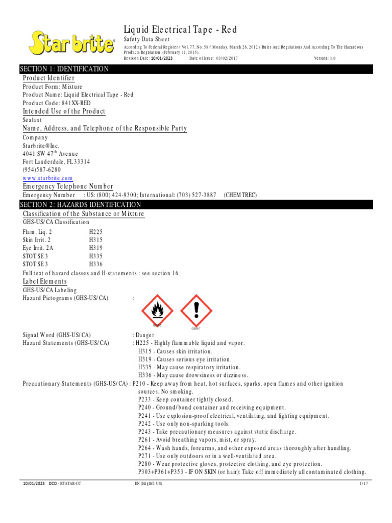 841xx-Red Msds Na en | PDF | Firefighting | Fires