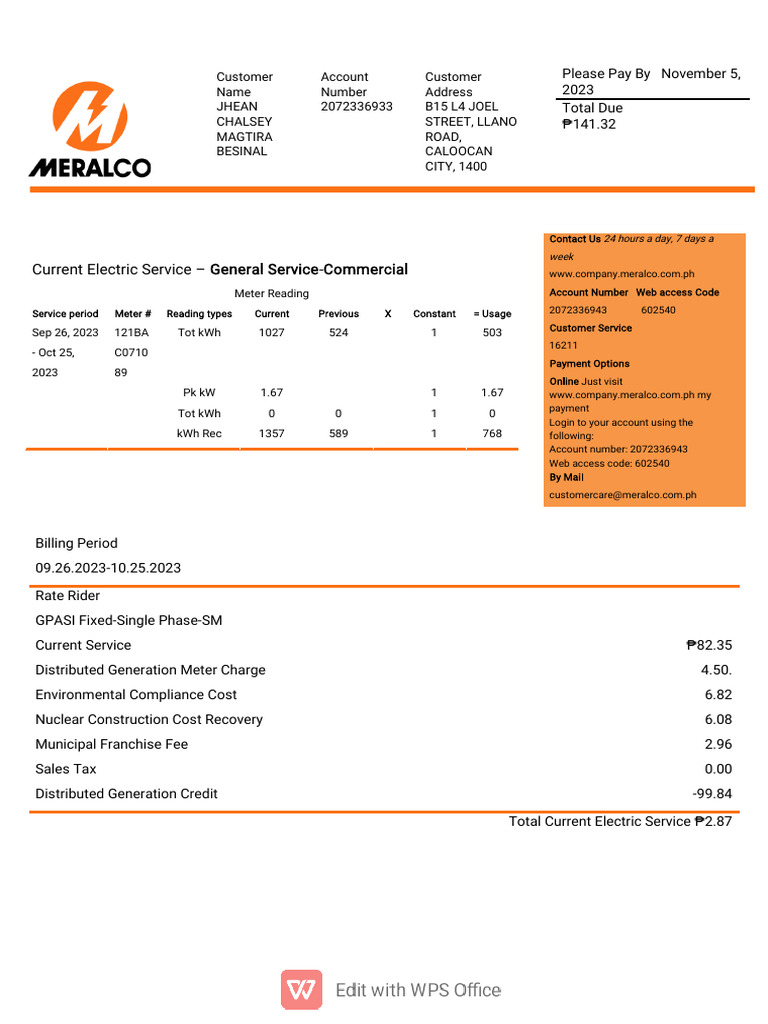 Meralco | PDF | Power (Physics) | Electric Power